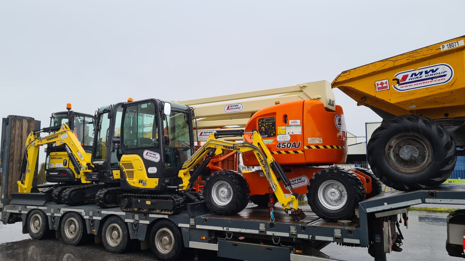 3 Yanmar mini diggers, a JLG 45ft Boom & a 6 Ton Terex Dumper S...